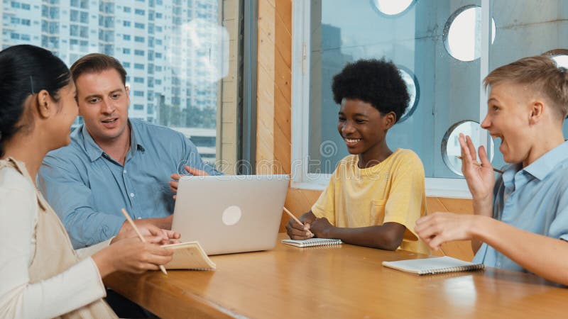 Girl Ask Teacher a Question while Show Idea while Student Working ...