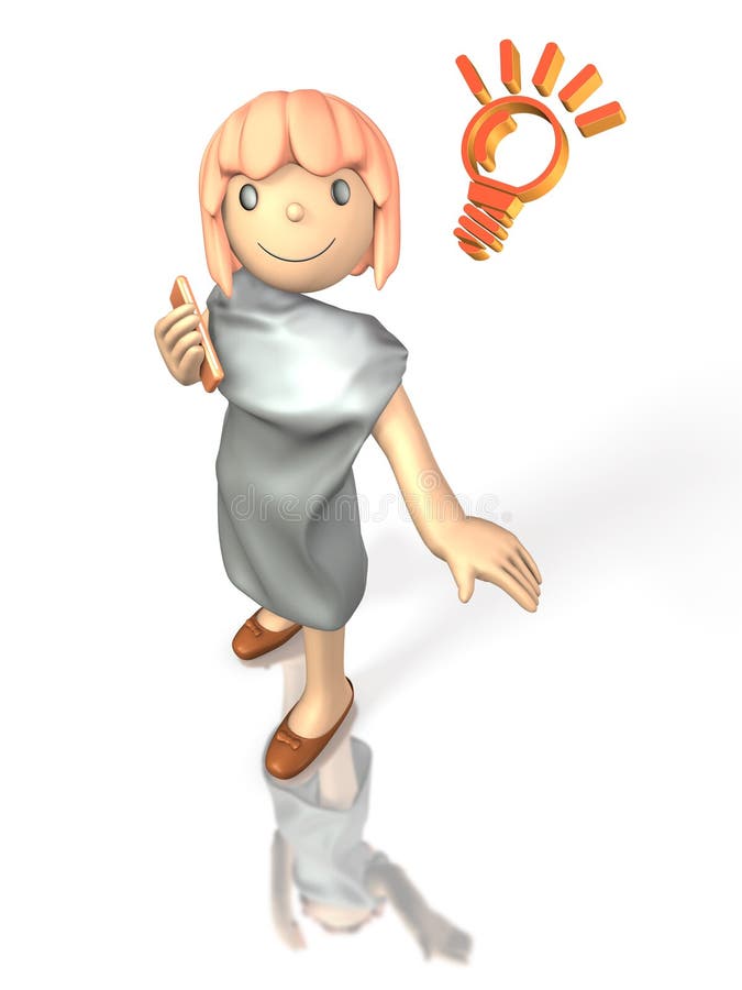 Smart Girl Comes Up Something. Stock Illustration - Illustration of ...