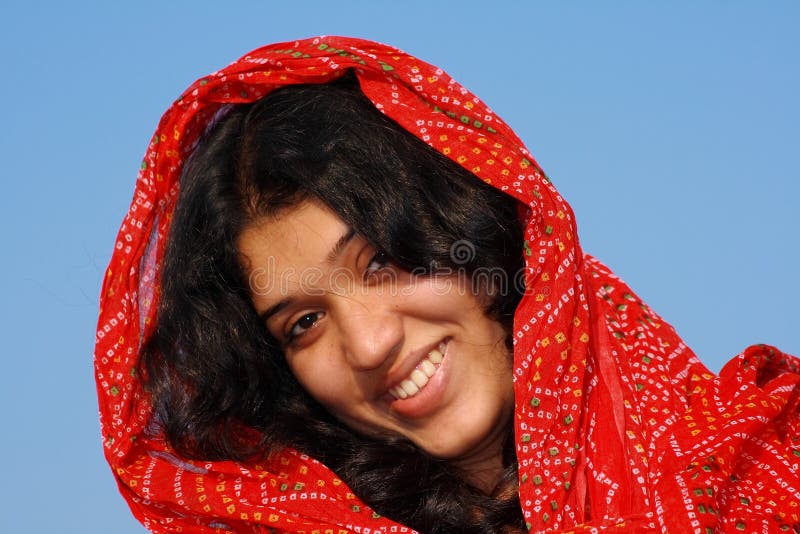 Smart Girl with Her Red Scarf Stock Image - Image of beautiful, fine ...