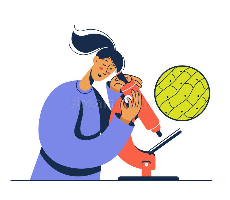 Smart Girl Looking at Microscope. Female Student in Science Lab ...