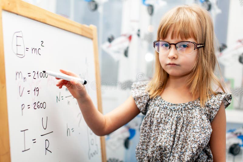 Smart Girl Near White Board Stock Image - Image of blackboard, concepts ...
