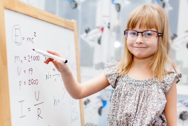 Smart Girl Near White Board Stock Photo - Image of intelligence ...