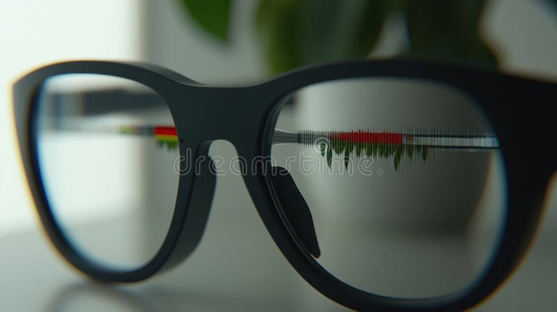 Smart Glasses Data Reflection Office Plant Stock Photo - Image of ...