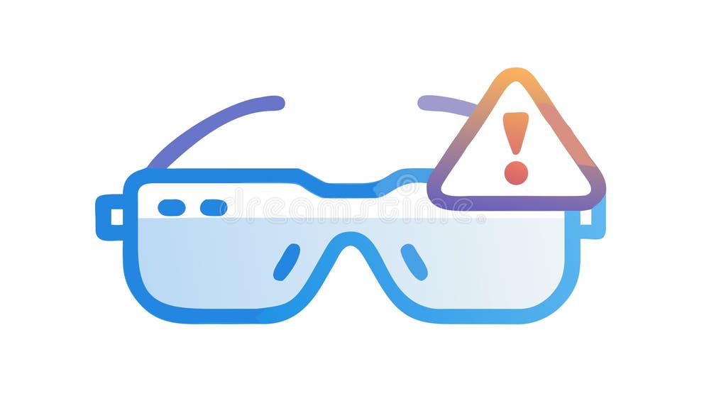 Smart Glasses Warning and Augmented Reality Issue Alert Icon, Vector ...