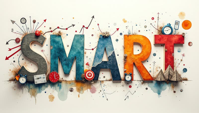 SMART Goal Acronym Concept with 3D Letters and Floating Labels Stock ...