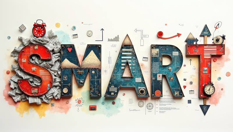 SMART Goal Acronym Concept with 3D Letters and Floating Labels Stock ...