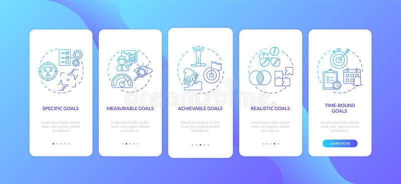 Smart Goals Definition Onboarding Mobile App Page Screen with Concepts ...