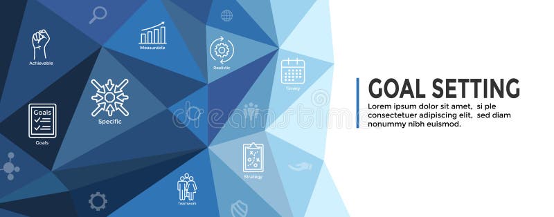 Smart Goals or Goal Setting Icon Set and Web Header Banner Stock Vector ...