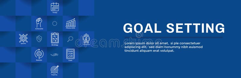 Smart Goals or Goal Setting Icon Set and Web Header Banner Stock Vector ...