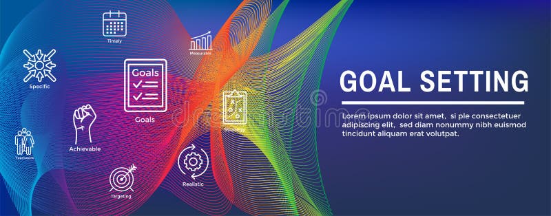 Smart Goals or Goal Setting Icon Set and Web Header Banner Stock Vector ...