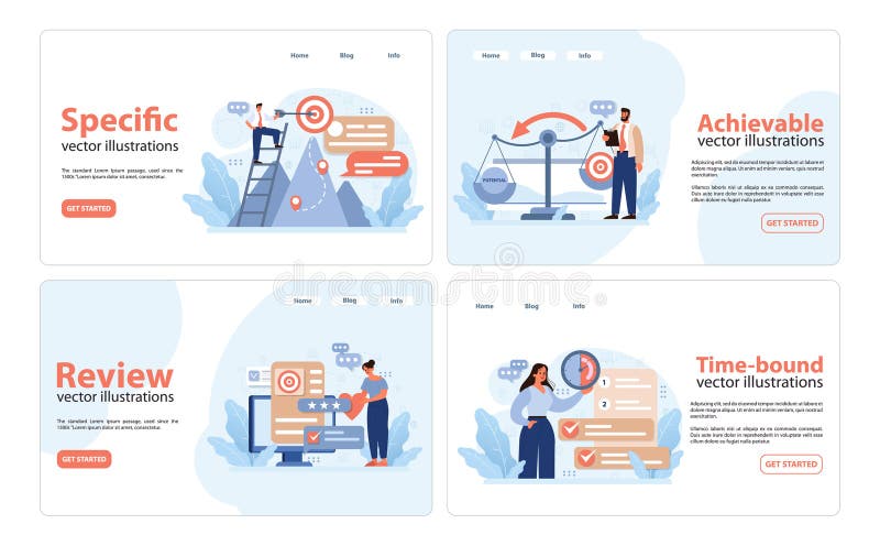 SMART Goals Set. Flat Vector Illustration Stock Vector - Illustration ...