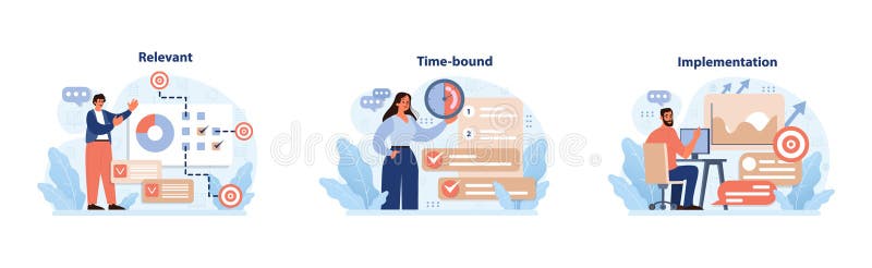 SMART Goals Set. Professionals Define Targets. Flat Vector Illustration Stock Vector ...