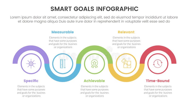 SMART Goals Setting Framework Infographic with Box Table Up and Down ...
