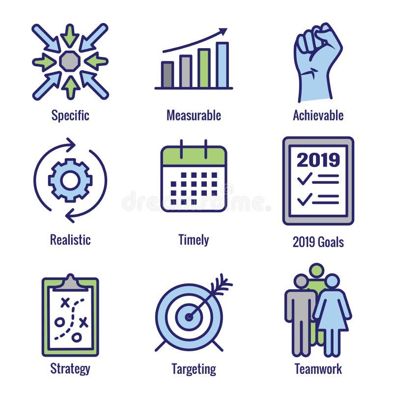 2019 SMART Goals Vector Graphic with Smart Goal Keywords Stock Vector ...