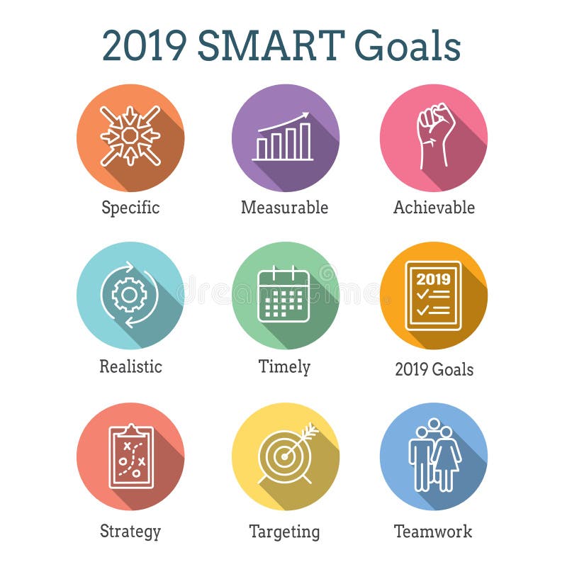 2019 SMART Goals Vector Graphic W Various Smart Goal Keywords Stock ...