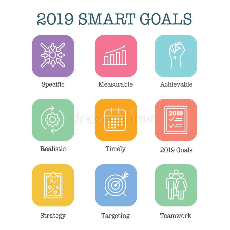 2019 SMART Goals Vector Graphic with Smart Goal Keywords Stock Vector ...