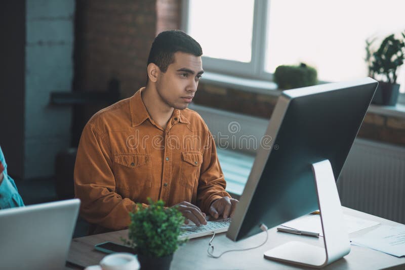 Smart Good Looking Man Typing the Text Stock Photo - Image of busy ...