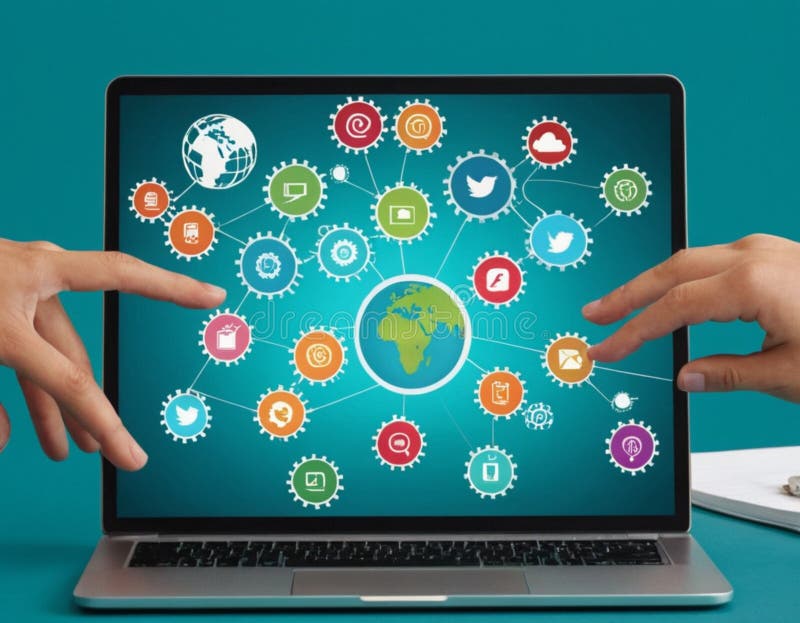 Smart Governance Interconnected Digital Services on Laptop with Global ...