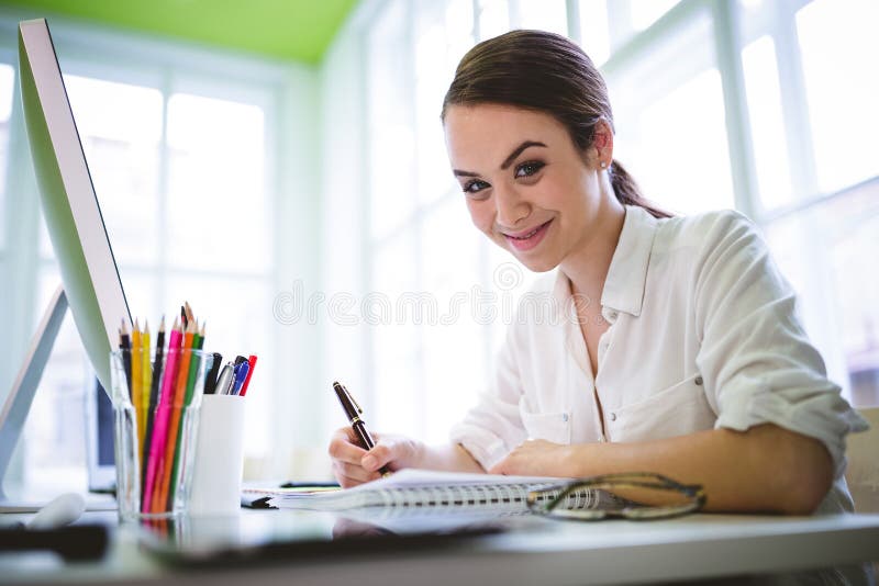 Smart Graphic Designer Writing on Document Stock Photo - Image of ...