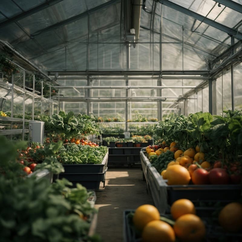 Smart Greenhouse with Automated Temperature and Humidity Control. Stock ...