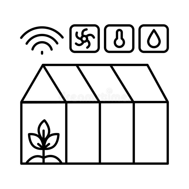 Smart Greenhouse Black Line Icon. Smart Agriculture Stock Vector - Illustration of urban ...