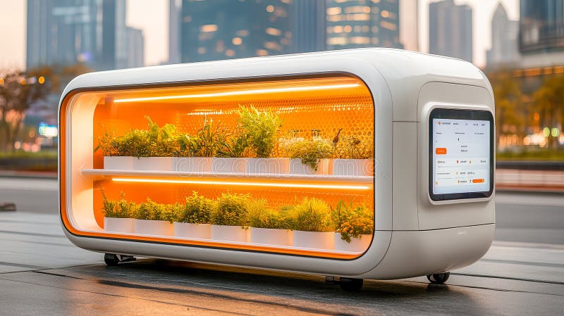 Smart Greenhouse with LED Lighting and Digital Control Panel Stock ...