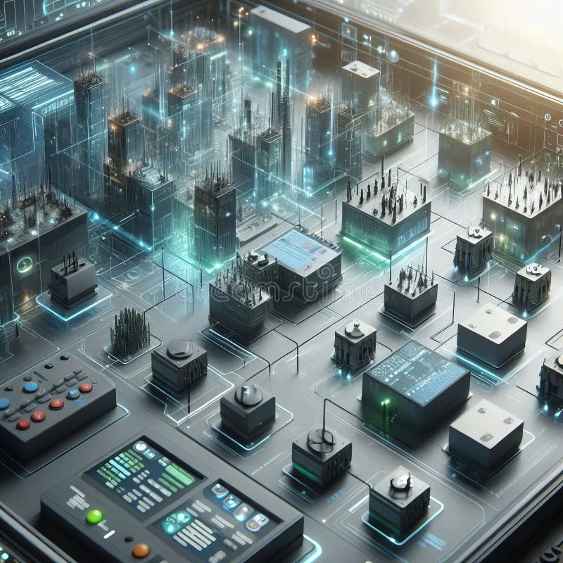 Smart Grid Controllers Close Up Sequence Focus on Control System Stock ...