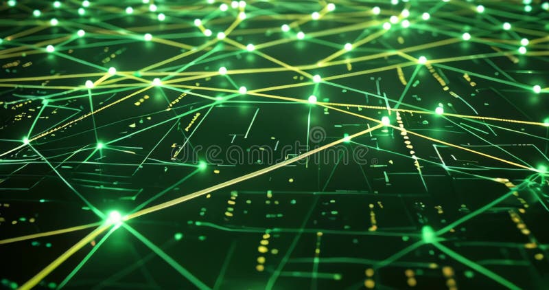 Smart Grid with Glowing Green Lines on Dark, Showing Renewable Energy ...