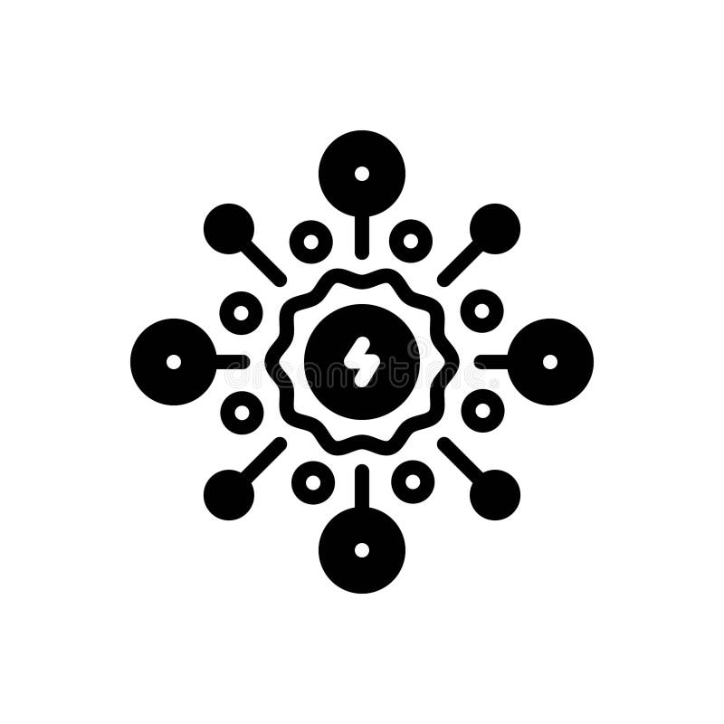 Black Solid Icon for Smart Grid, Grid and Source Stock Illustration ...