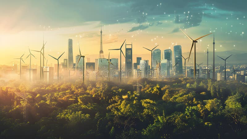 Smart Grid for Renewable Energy Distribution Modern Stock Illustration ...