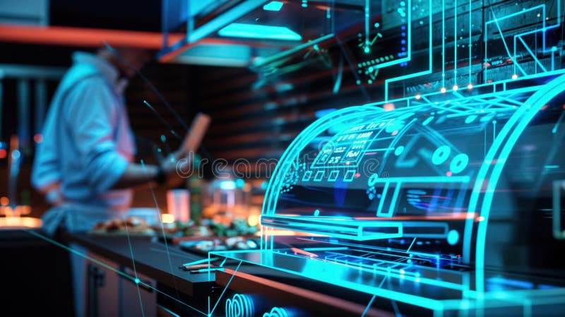 Smart Grill Setup in Modern Kitchen Stock Illustration - Illustration ...