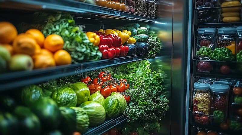 Smart Grocery Planning with Fresh Produce Display Stock Illustration ...