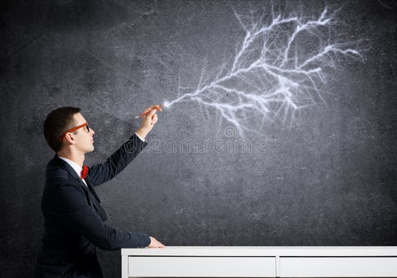 Smart guy draw on wall stock illustration. Illustration of great ...