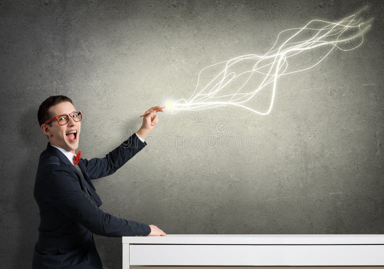 Smart guy draw on wall stock image. Image of genius - 199133343