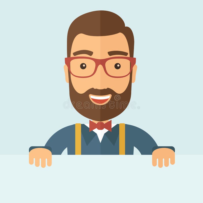 Smart guy holding board stock vector. Illustration of flat - 51004362