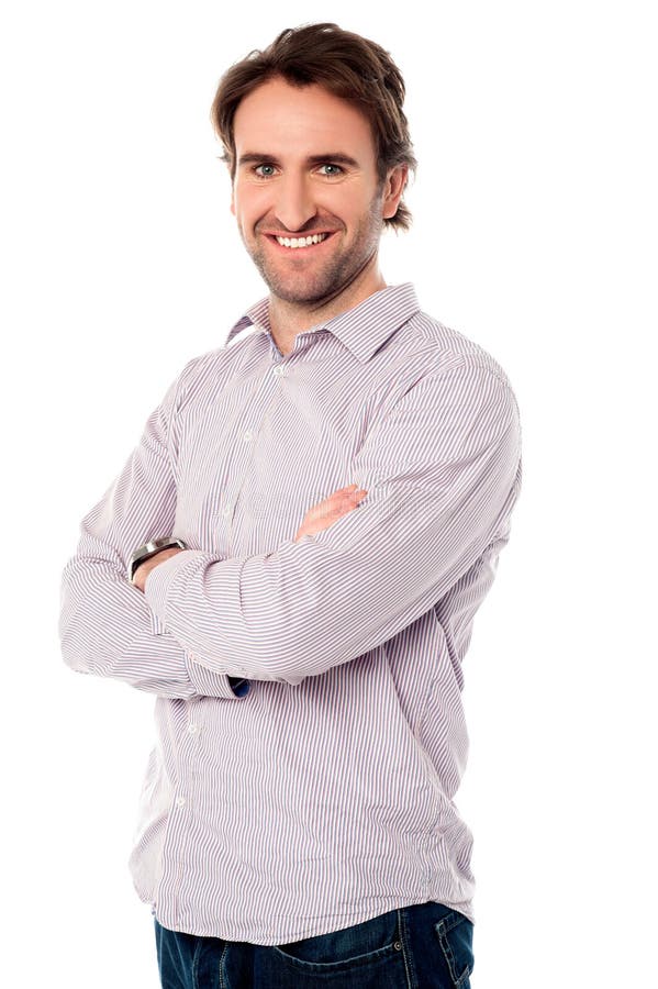 Smart Guy Posing with Confidence Stock Image - Image of casual, cool ...