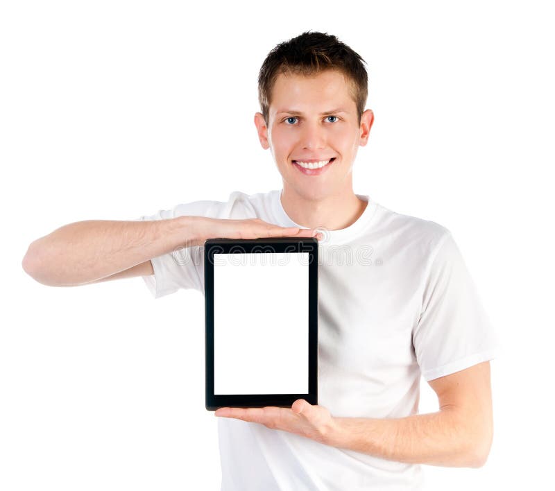 Good Looking Smart Nerd Man with Tablet Computer Stock Image - Image of ...