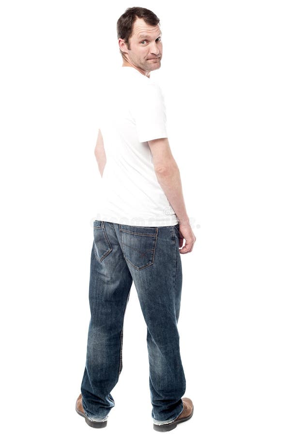 Smart Guy Turning Back and Looking at You Stock Photo - Image of back ...
