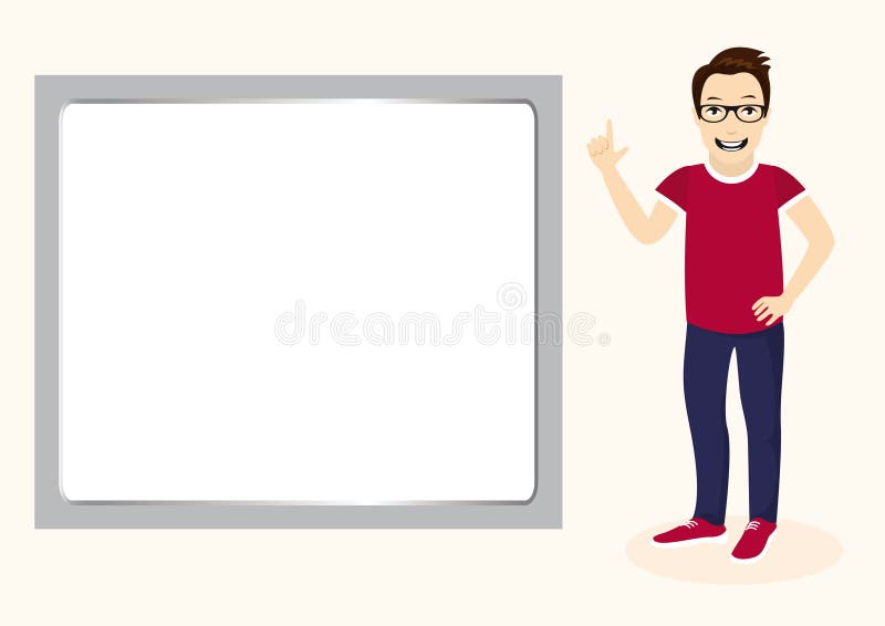Smart guy with white board stock vector. Illustration of banner - 73853217