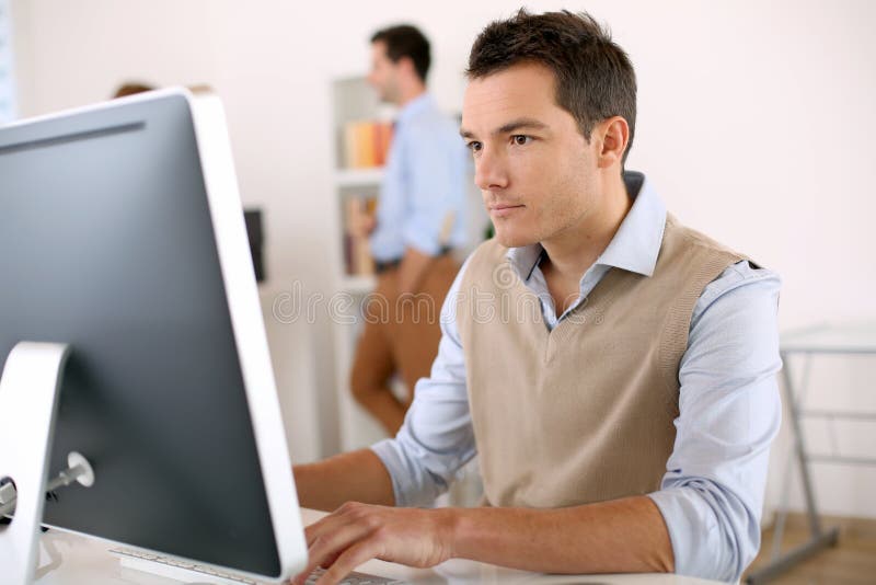 Smart Guy Working in Office Stock Image - Image of portrait, modern ...