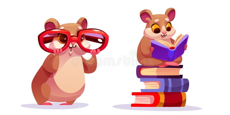 Smart Hamster Characters Set Isolated on White Stock Vector ...