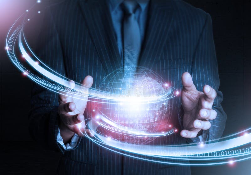 Smart Hand Holding World Futuristic Connection Technology Stock Image ...