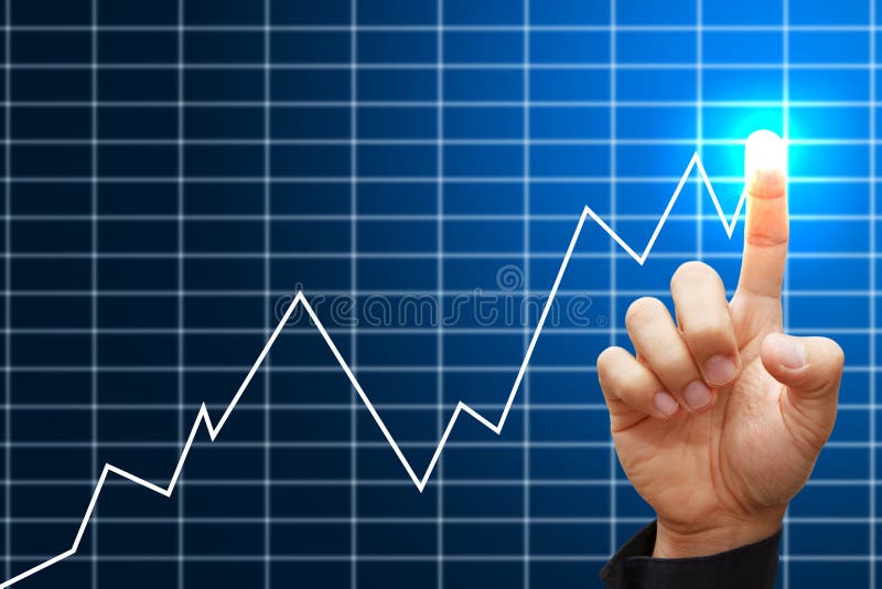 Smart Hand Press Growth High Graph Stock Photo - Image of creative ...