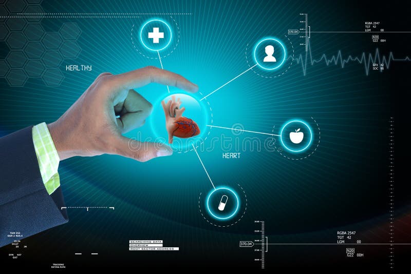 Smart Hand Showing Human Heart Stock Photo - Image of heart, circuit ...