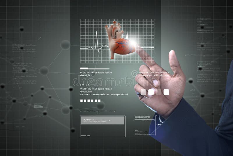 Smart Hand Showing Human Heart Stock Illustration - Illustration of ...