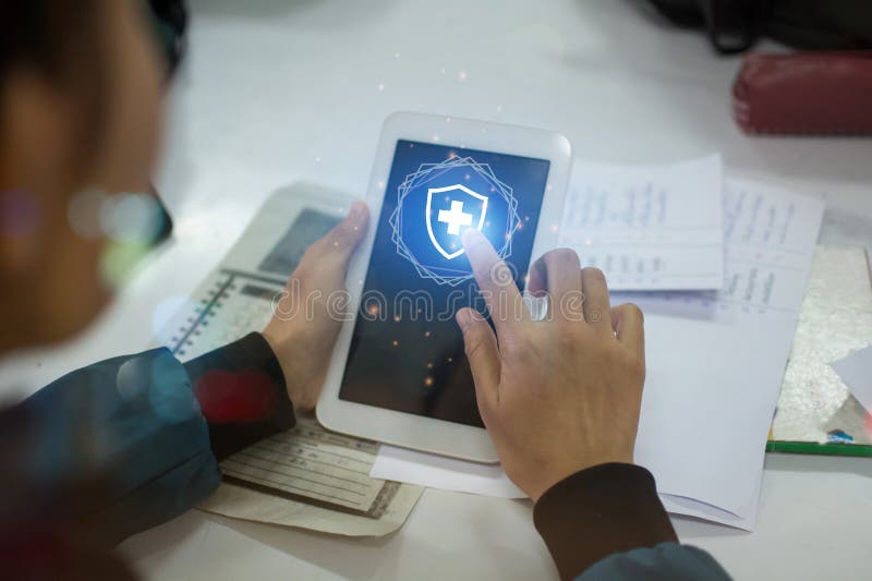 Smart Hand Touch on First Aid Icon Stock Photo - Image of business ...