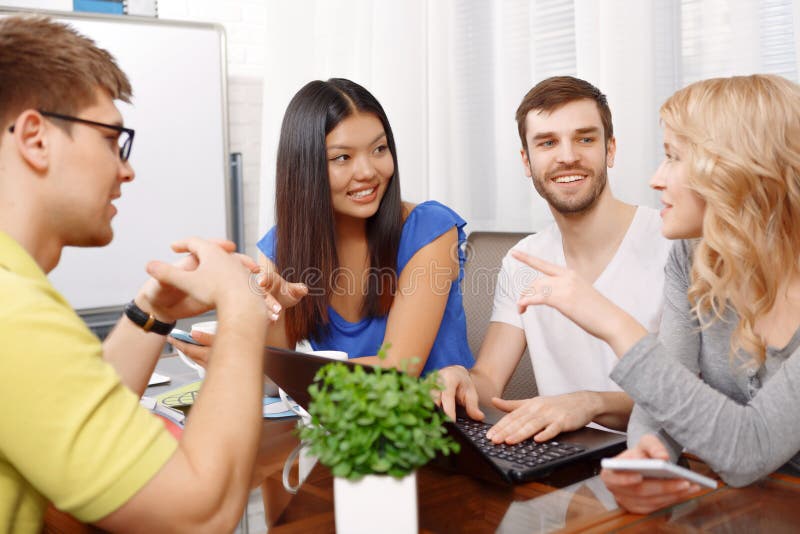 Smart Handsome App Developer with His Team Stock Image - Image of ...