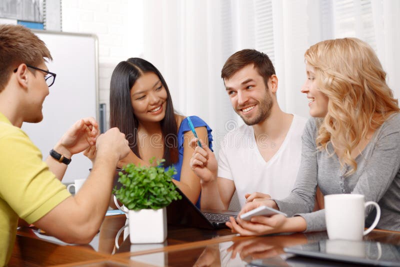 Smart Handsome App Developer with His Team Stock Image - Image of ...