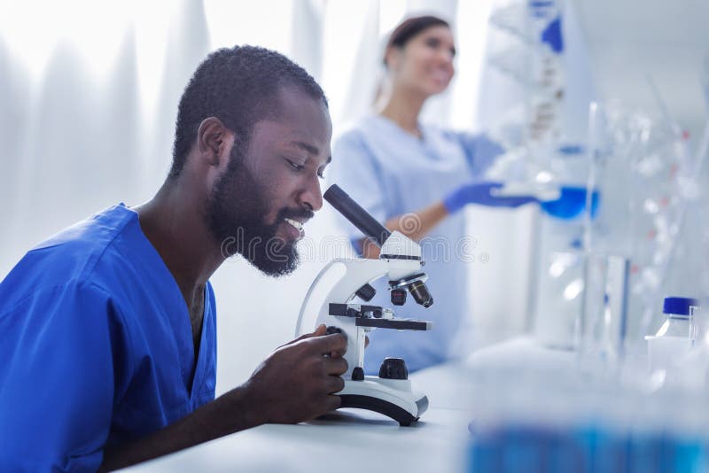Smart Handsome Biologist Doing a Research Stock Photo - Image of ...