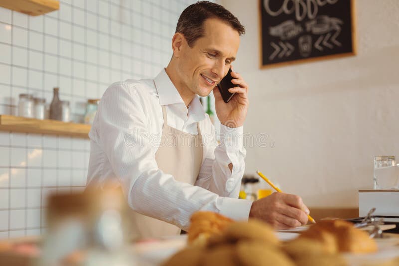 Smart Handsome Man Making a Call Stock Image - Image of chef, cafe ...